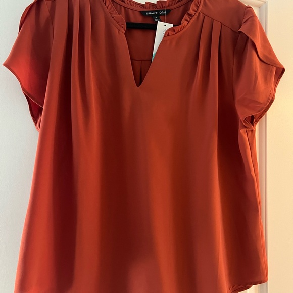 41 Hawthorn | Tops | 4 Hawthorn Orange Flutter Sleeve Blouse With ...